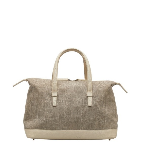 Loewe | Bags | Loewe Embossed Handbag Tote Bag Gray Ivory Linen Leather ...